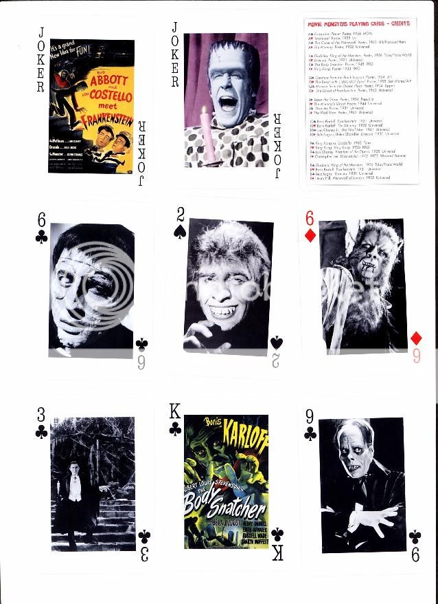 Movie Monsters Playing Cards - UK Import