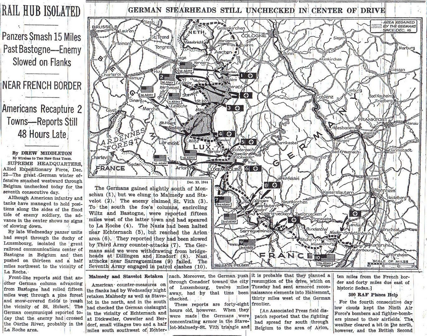 GERMANS SWEEP WEST THROUGH LUXEMBOURG; REPORT PATTON ATTACKING ON SOUTH ...